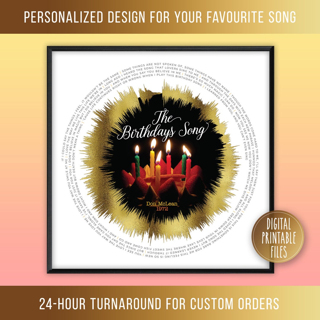 Birthday Song, Custom Radial Sound Wave Lyrics Art, Printable Digital ...