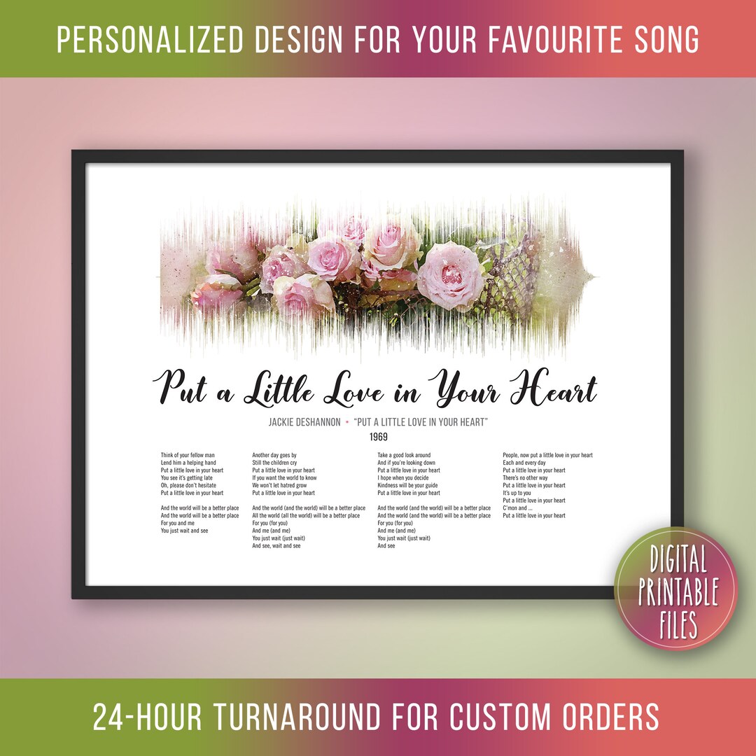 Put a Little Love in Your Heart, Custom Sound Wave & Lyrics Art ...