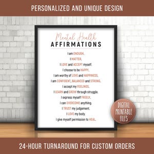 Mental Health Affirmations | Inspirational Positive Poster | Digital ...