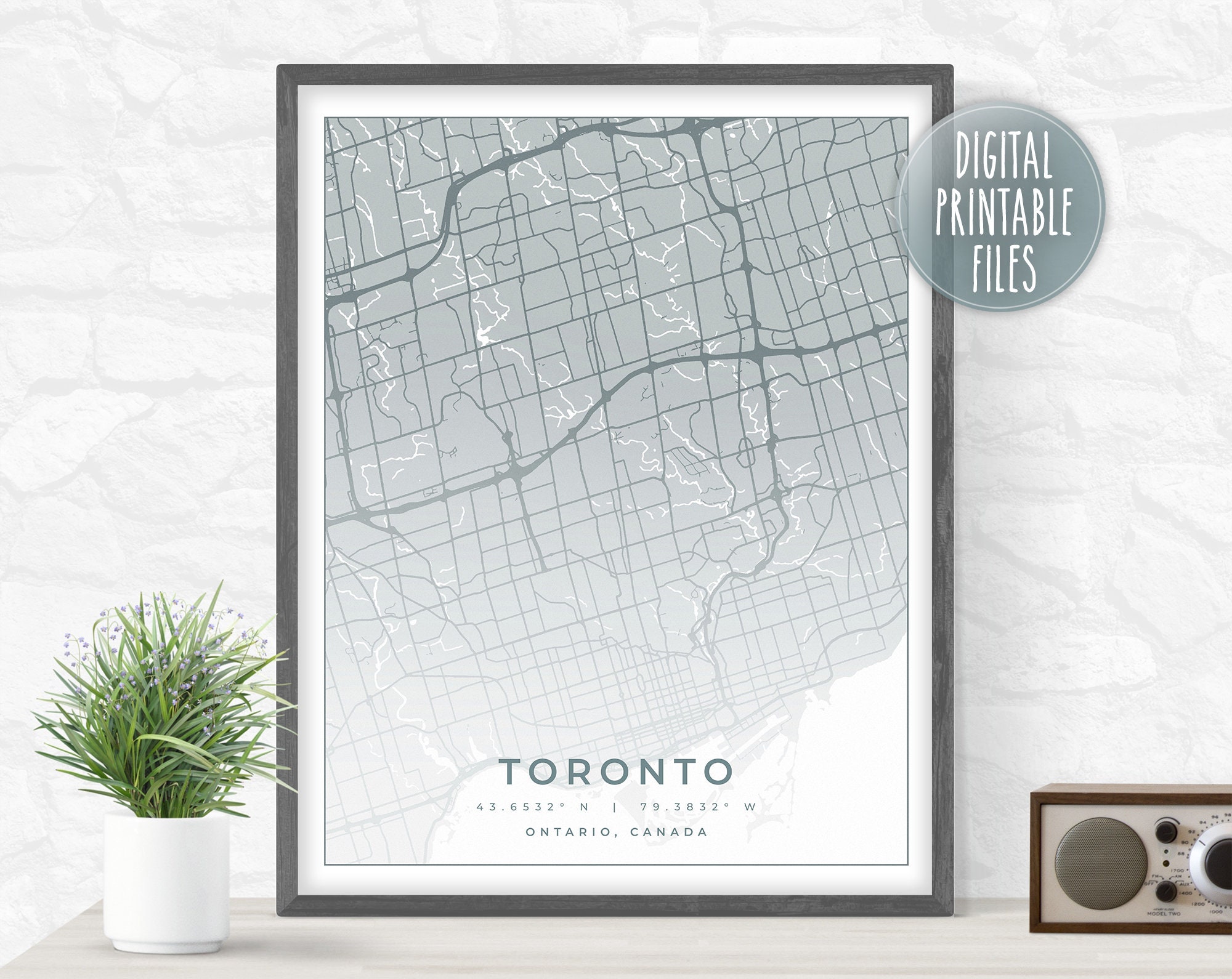 Toronto Canada Map Printable Art Custom Digital Poster - Etsy