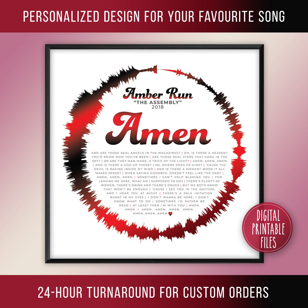 Amen, Custom Radial Sound Wave Lyrics Art, Printable Digital Poster ...