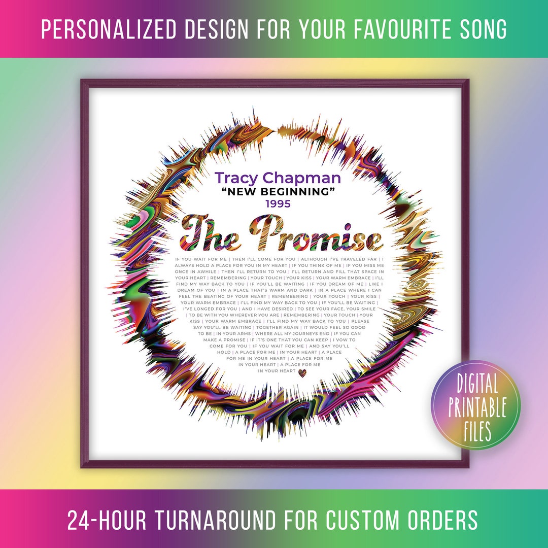 The Promise, Custom Radial Sound Wave and Lyrics Art, Printable Digital ...