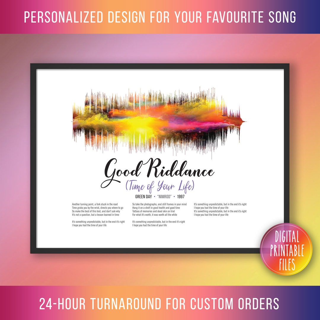 Good Riddance, Custom Sound Wave and Lyrics Art, Printable Digital ...