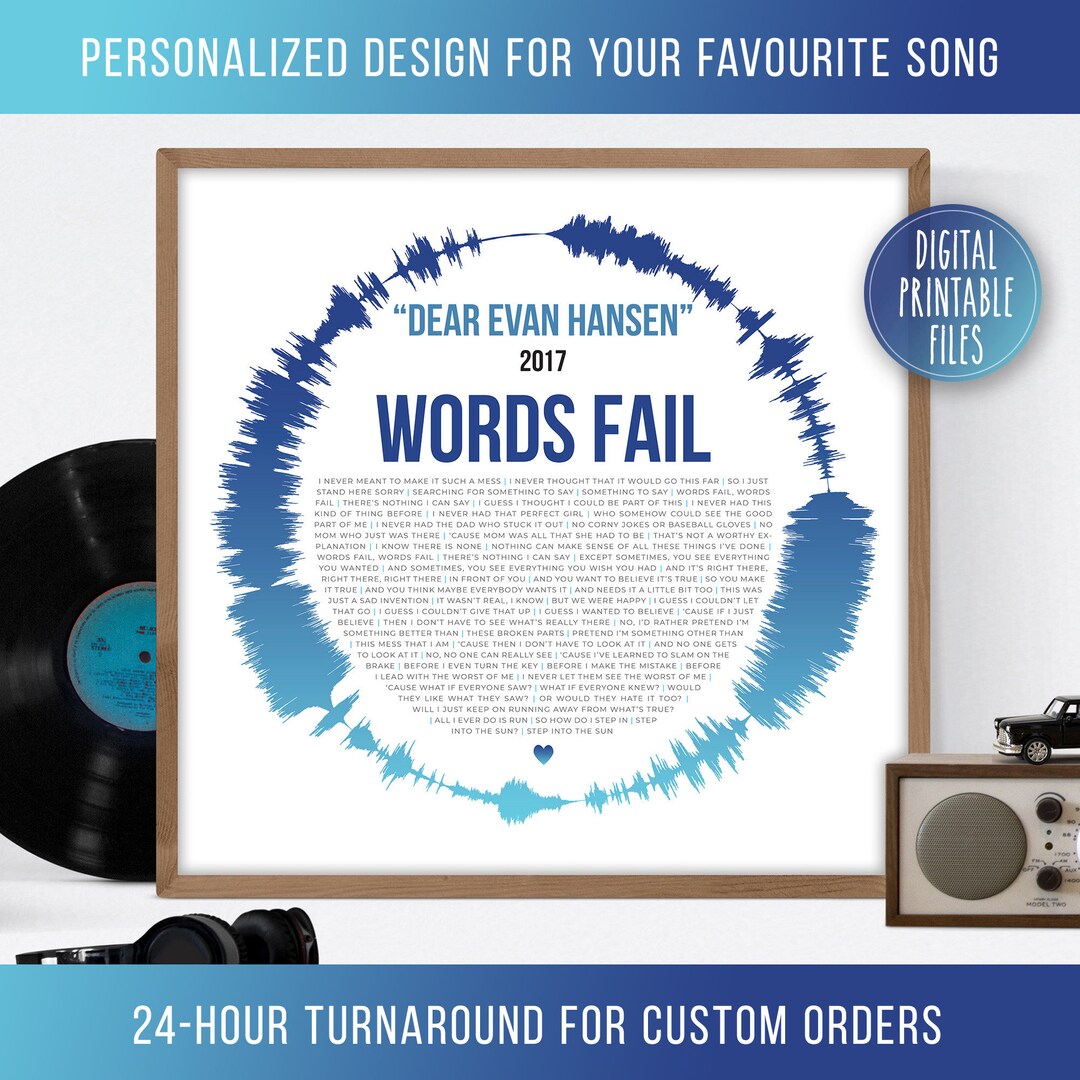 Words Fail, Broadway Musical Radial Sound Wave With Lyrics Art ...