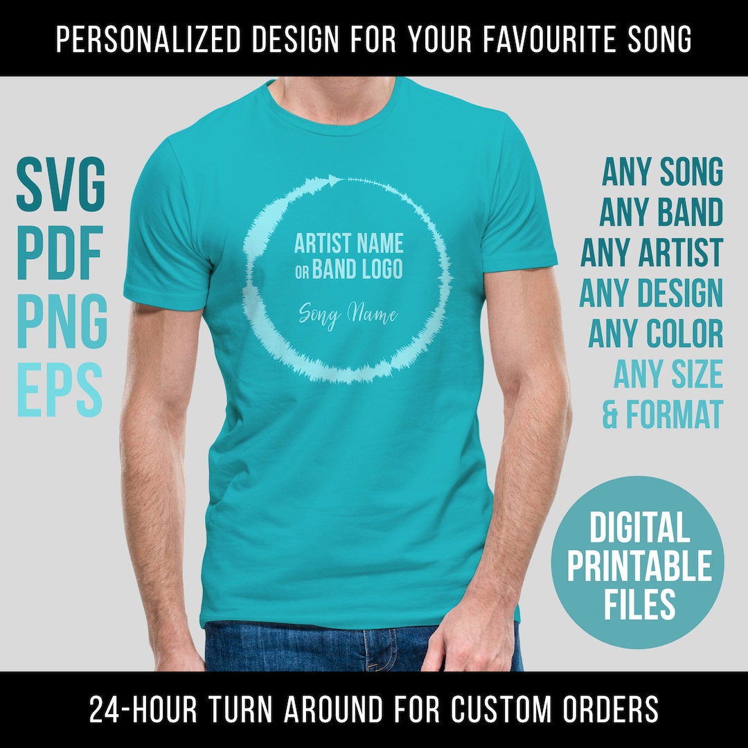 T-shirt Design Sound Wave Art, Custom Personalized Band Logo Tees, SVG ...