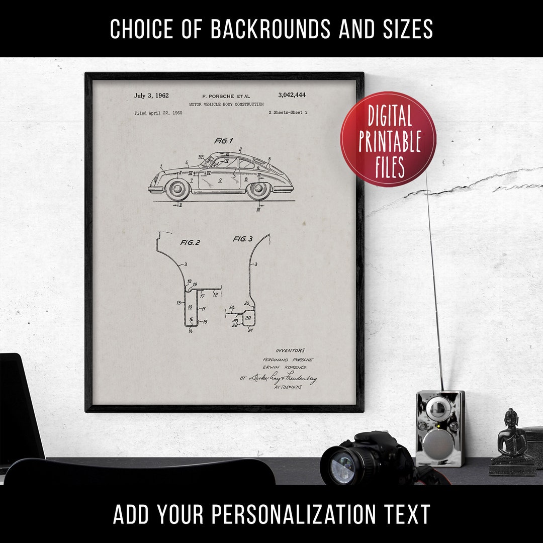 Vintage Porsche Sport Car Patent Drawing Art Automobile - Etsy