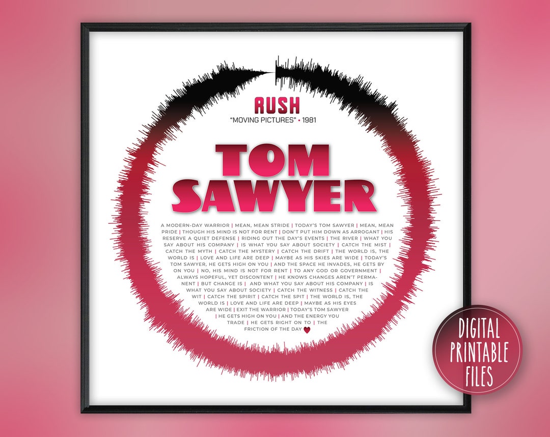 Tom Sawyer Custom Radial Sound Wave and Lyrics Art Printable - Etsy