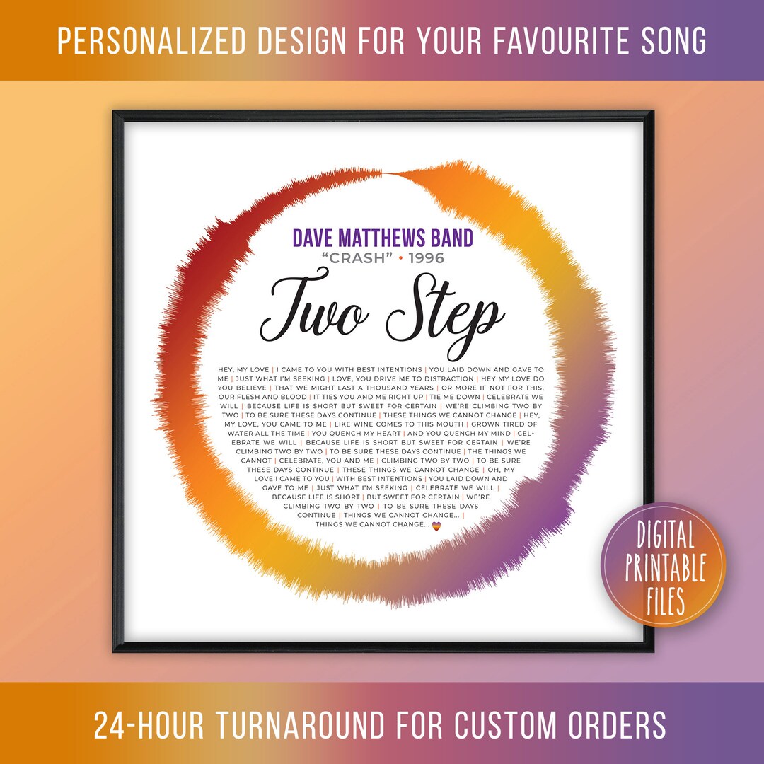 Two Step, Custom Radial Sound Wave Lyrics Art, Printable Digital Poster ...