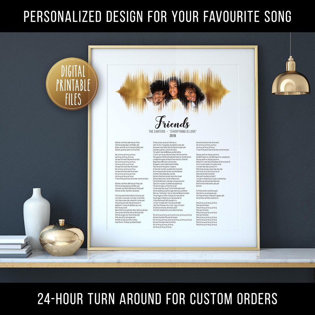 Friends, Custom Sound Wave Lyrics Art, Printable Digital Files ...
