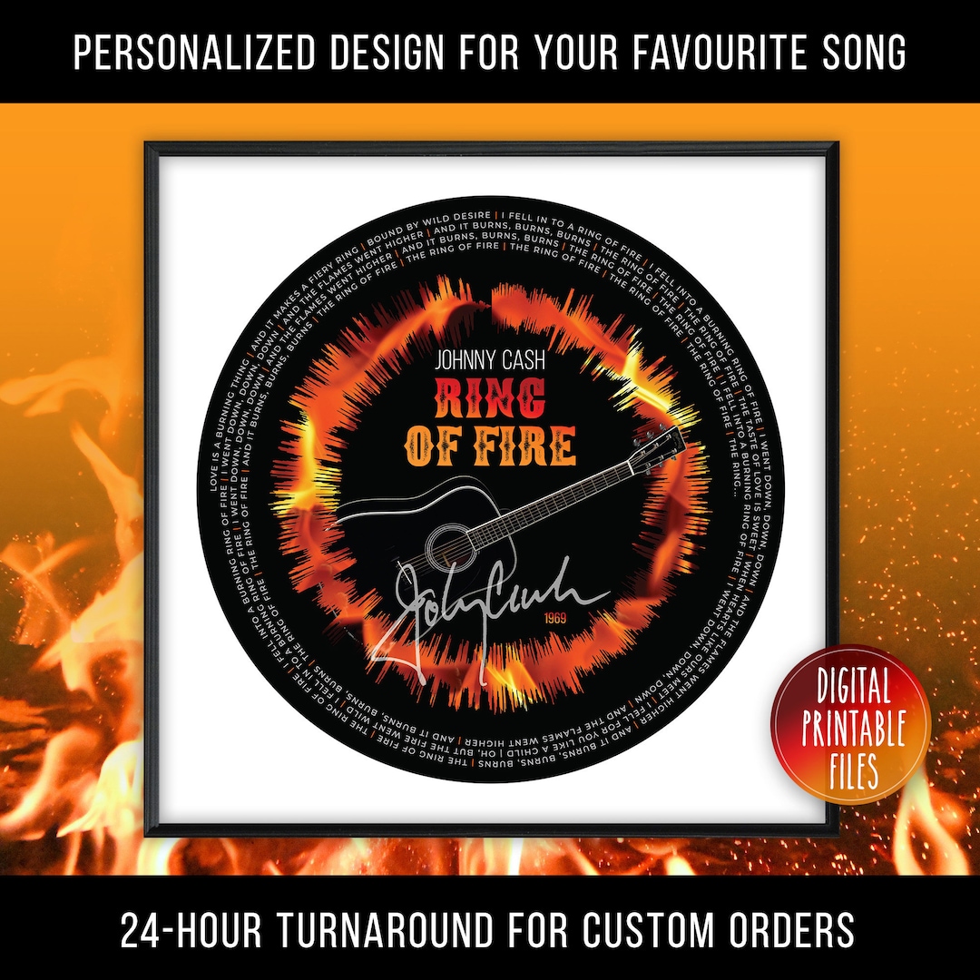 Ring of Fire, Custom Radial Sound Wave and Lyrics Art, Printable ...