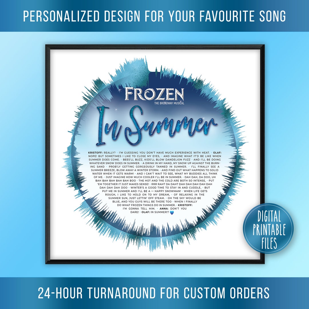 In Summer, Frozen Broadway Musical Radial Sound Wave & Lyrics Art ...