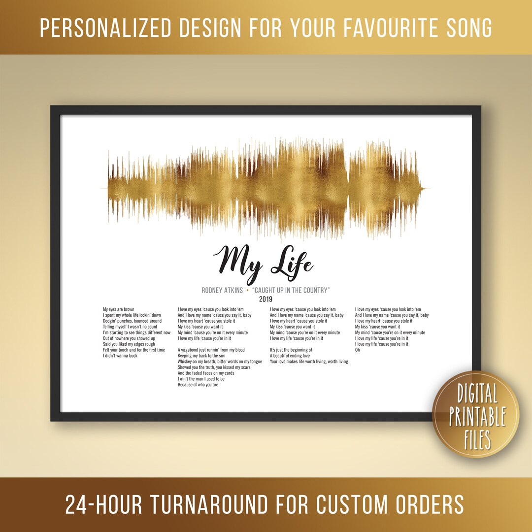 My Life, Custom Sound Wave & Lyrics Art, Printable Digital, Instant ...