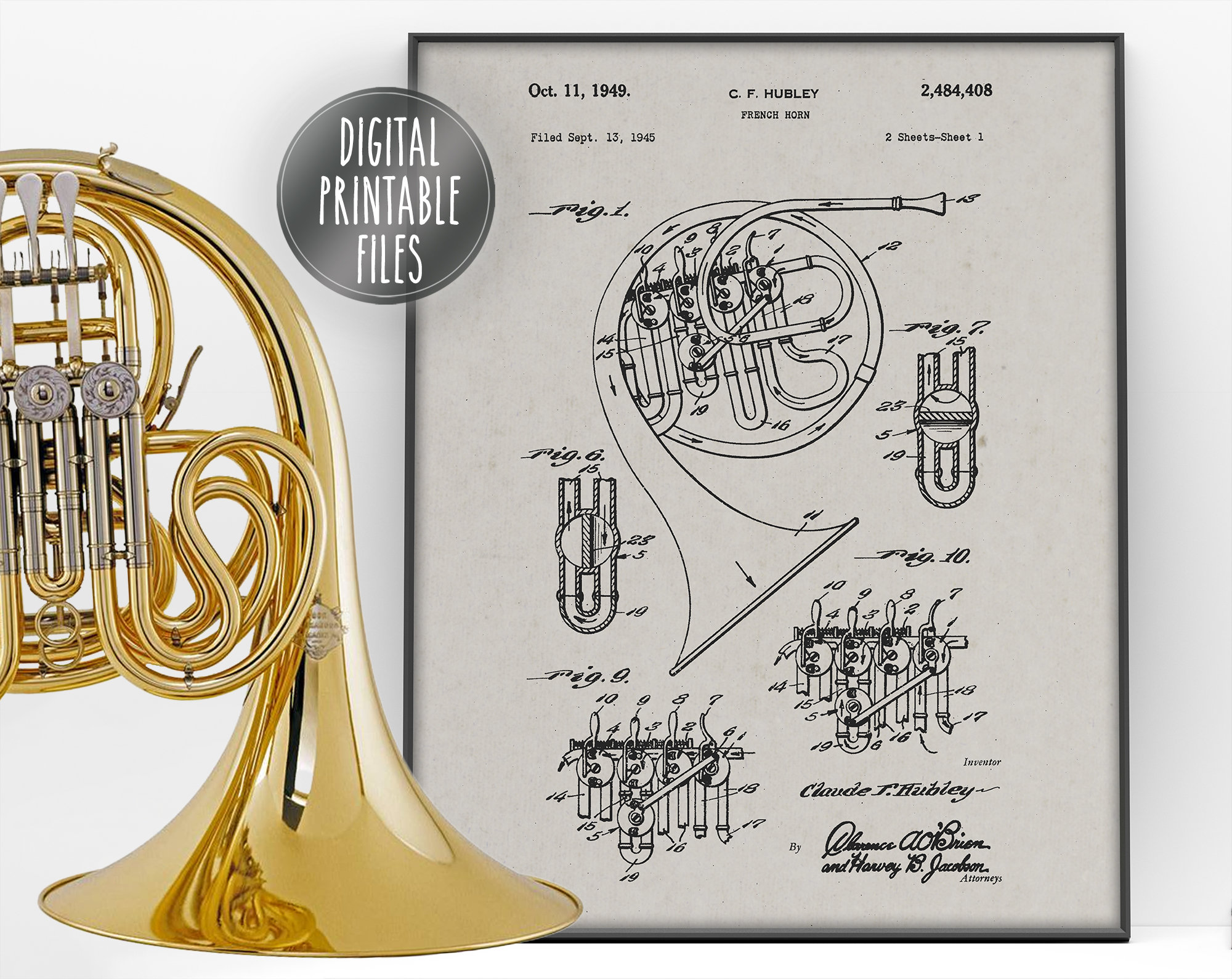 French Horn Drawing