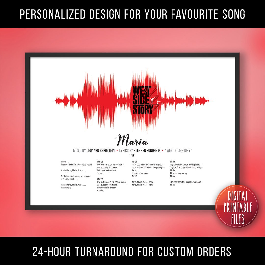 Maria, Broadway Musical Radial Sound Wave Lyrics Art, Printable Digital ...