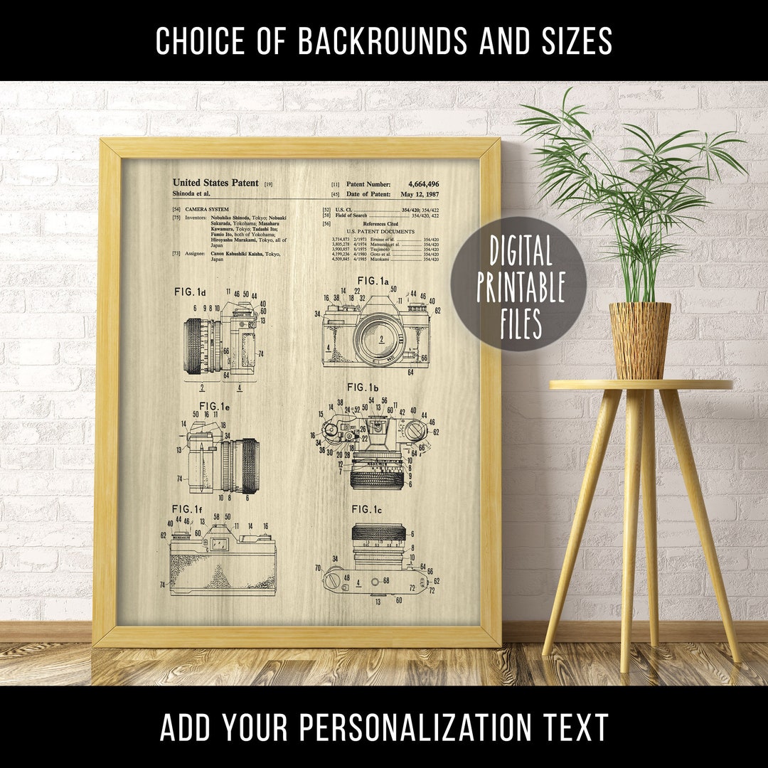 Vintage Canon Kamera Patent Zeichnung Poster, digital druckbare Kunst ...