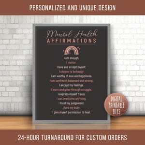 Mental Health Affirmations | Inspirational Positive Poster | Digital ...