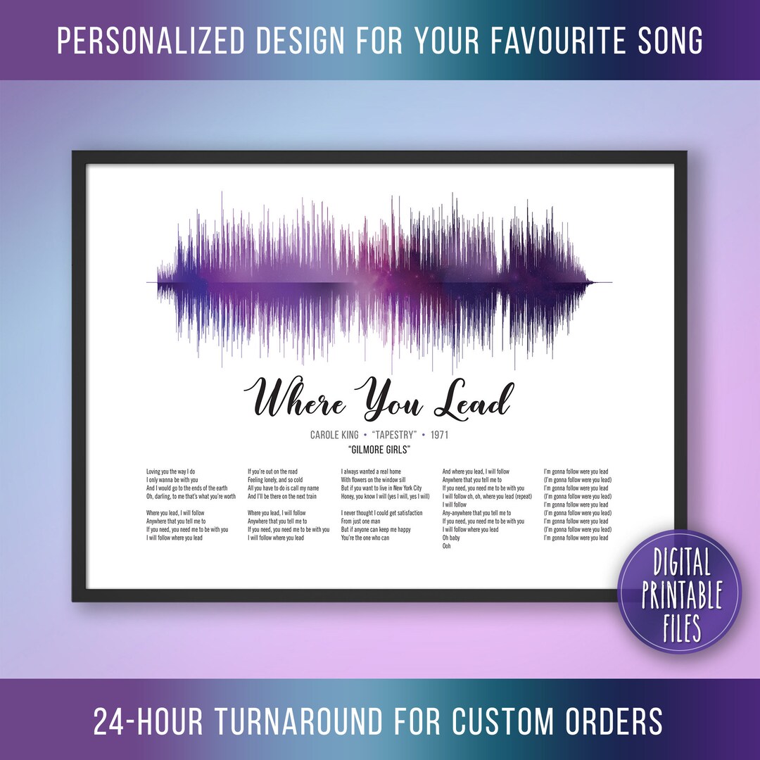 Where You Lead, Custom Sound Wave & Lyrics Art, Printable Digital ...