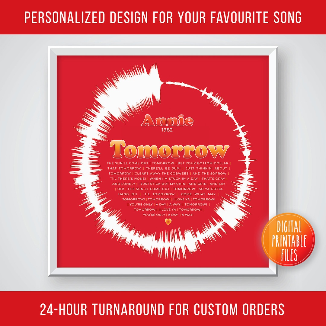 Tomorrow, Radial Sound Wave With Lyrics Art, Annie Broadway Musical ...