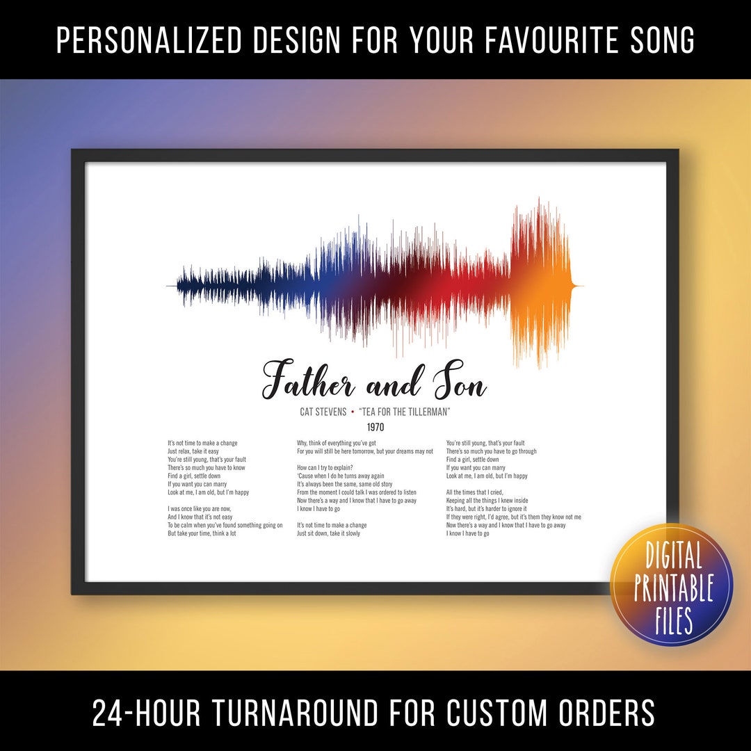 Father and Son, Custom Sound Wave & Lyrics Art, Printable Digital ...