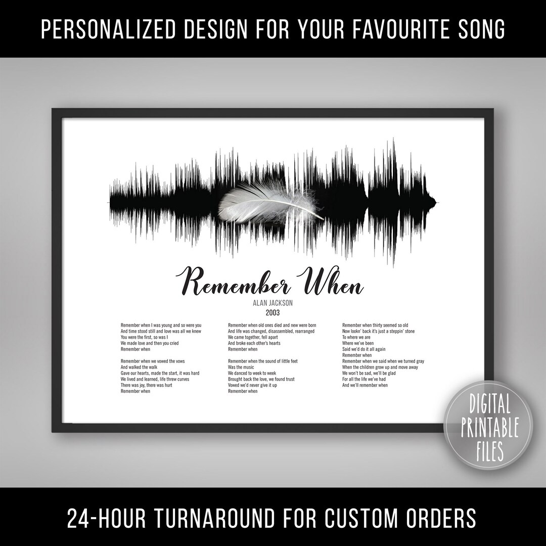 Remember When, Custom Sound Wave Lyrics Art, Printable Digital, Instant ...
