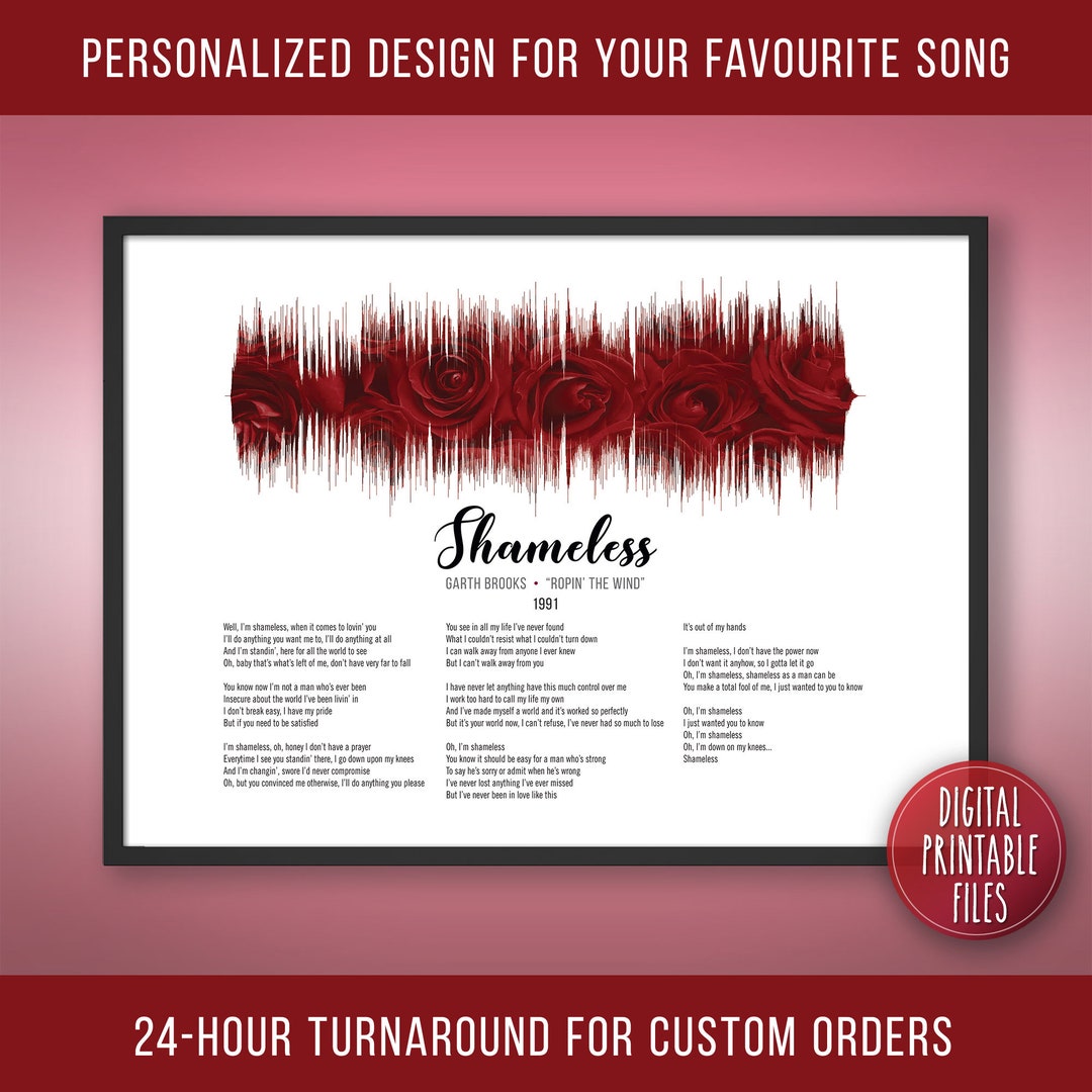 Shameless, Custom Sound Wave and Lyrics Art, Printable Digital, Instant ...