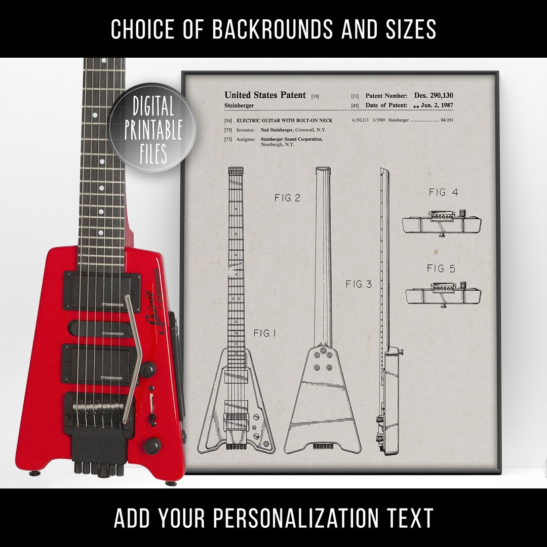 Steinberger Headless Spirit Guitar Vintage Patent Drawing - Etsy