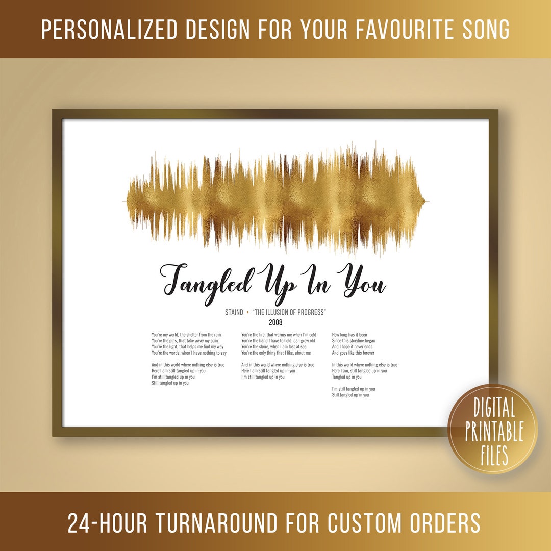 Tangled up in You, Custom Sound Wave & Lyrics Art, Printable Digital ...