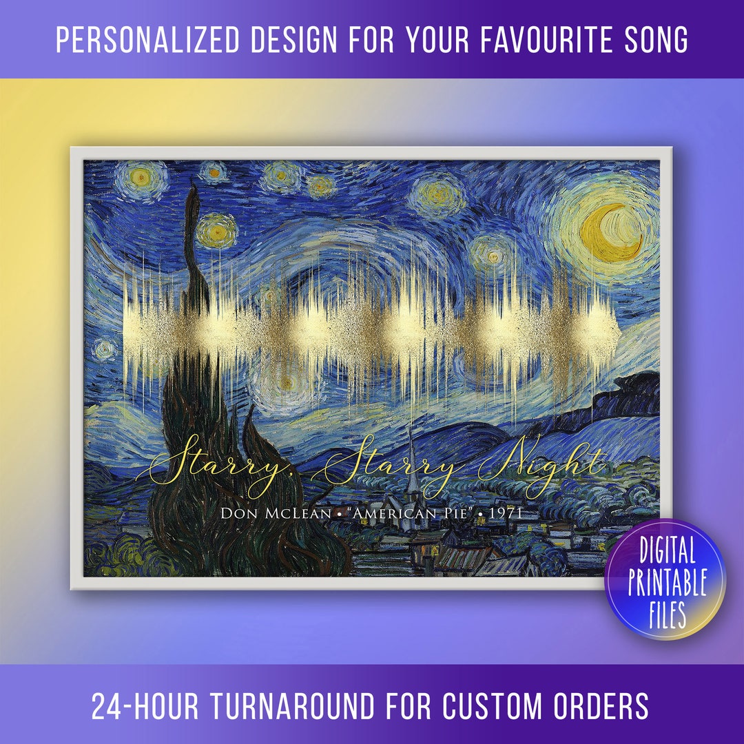 Starry Starry Night, Custom Sound Wave Art, Printable Digital, Instant ...