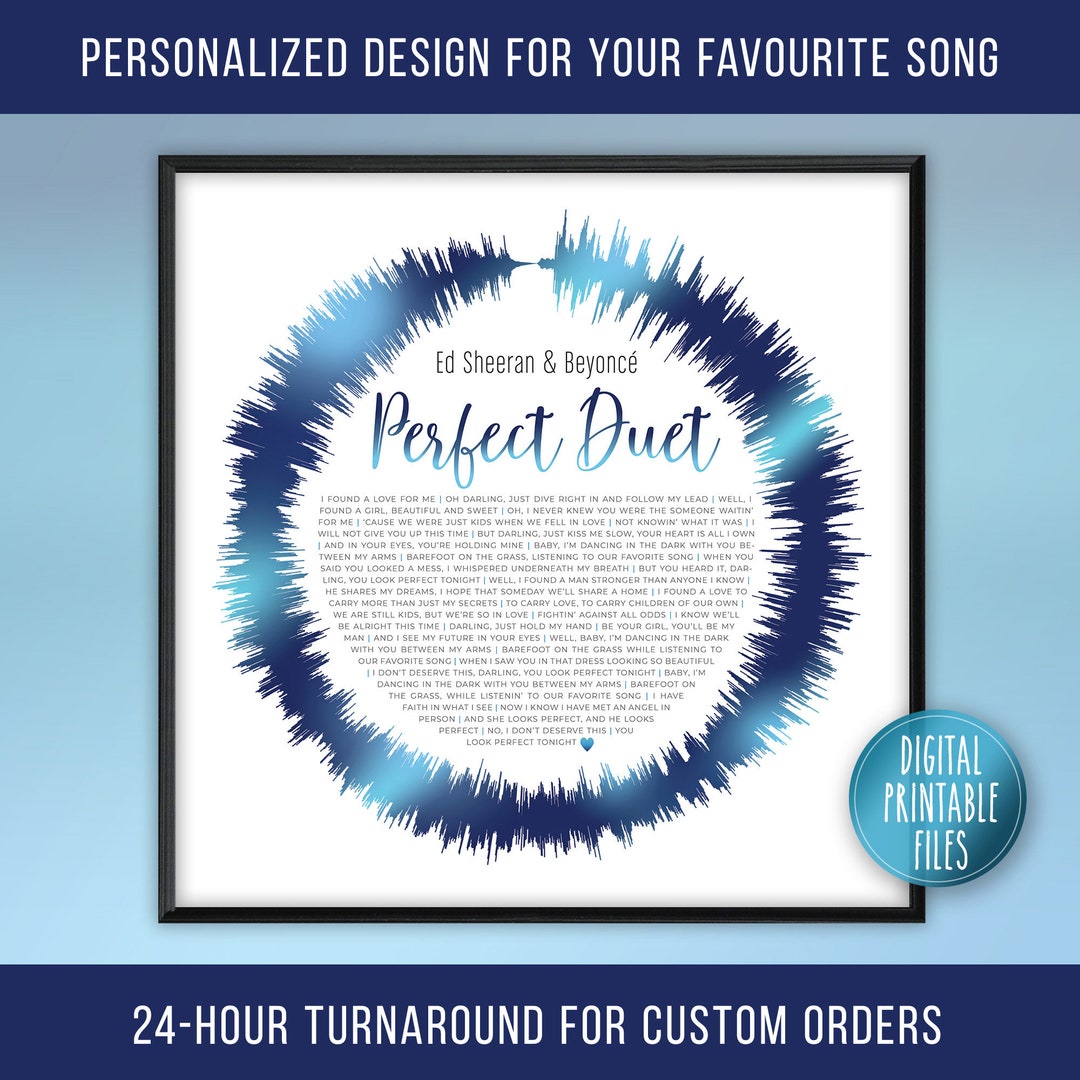 Perfect Duet, Custom Radial Sound Wave and Lyrics Art, Printable ...