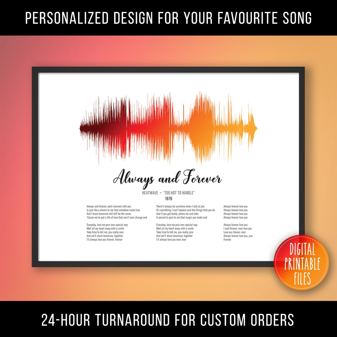 Always and Forever, Custom Sound Wave and Lyrics Art, Printable Digital ...