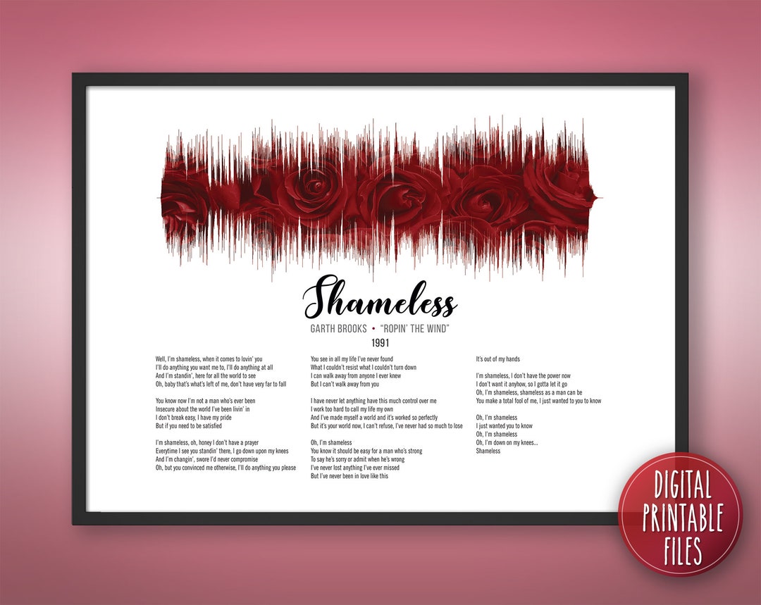 Shameless Custom Sound Wave and Lyrics Art Printable - Etsy