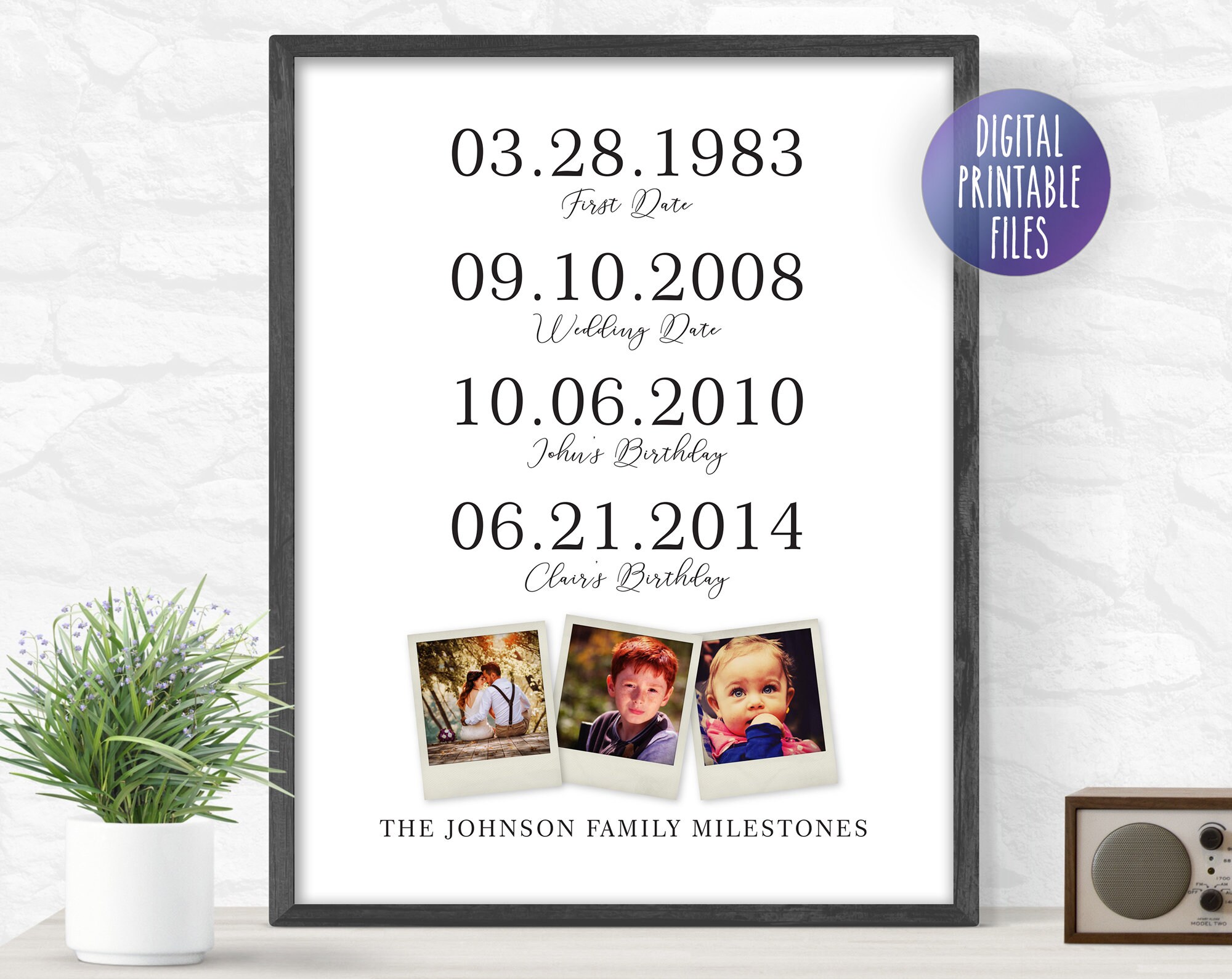 Personalized Family Milestones Poster Wedding Anniversary - Etsy