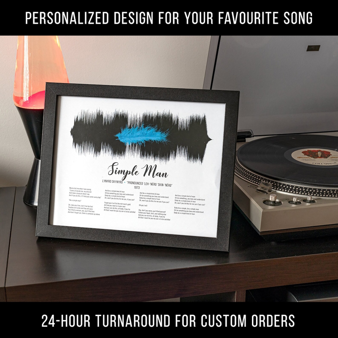 Personalized Sound Wave and Lyrics Framed Print | 8,5"x11" Minimalistic ...