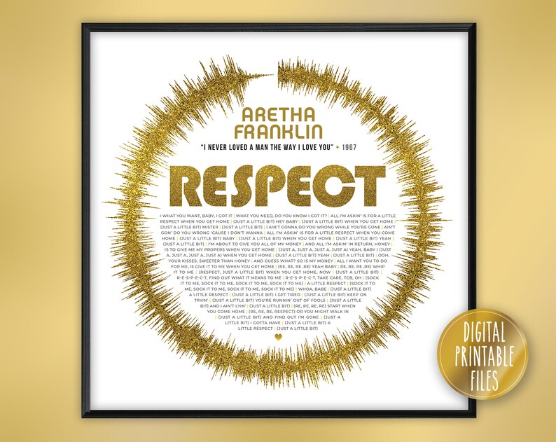 Respect, Custom Radial Sound Wave Lyrics Art, Printable Digital Poster ...