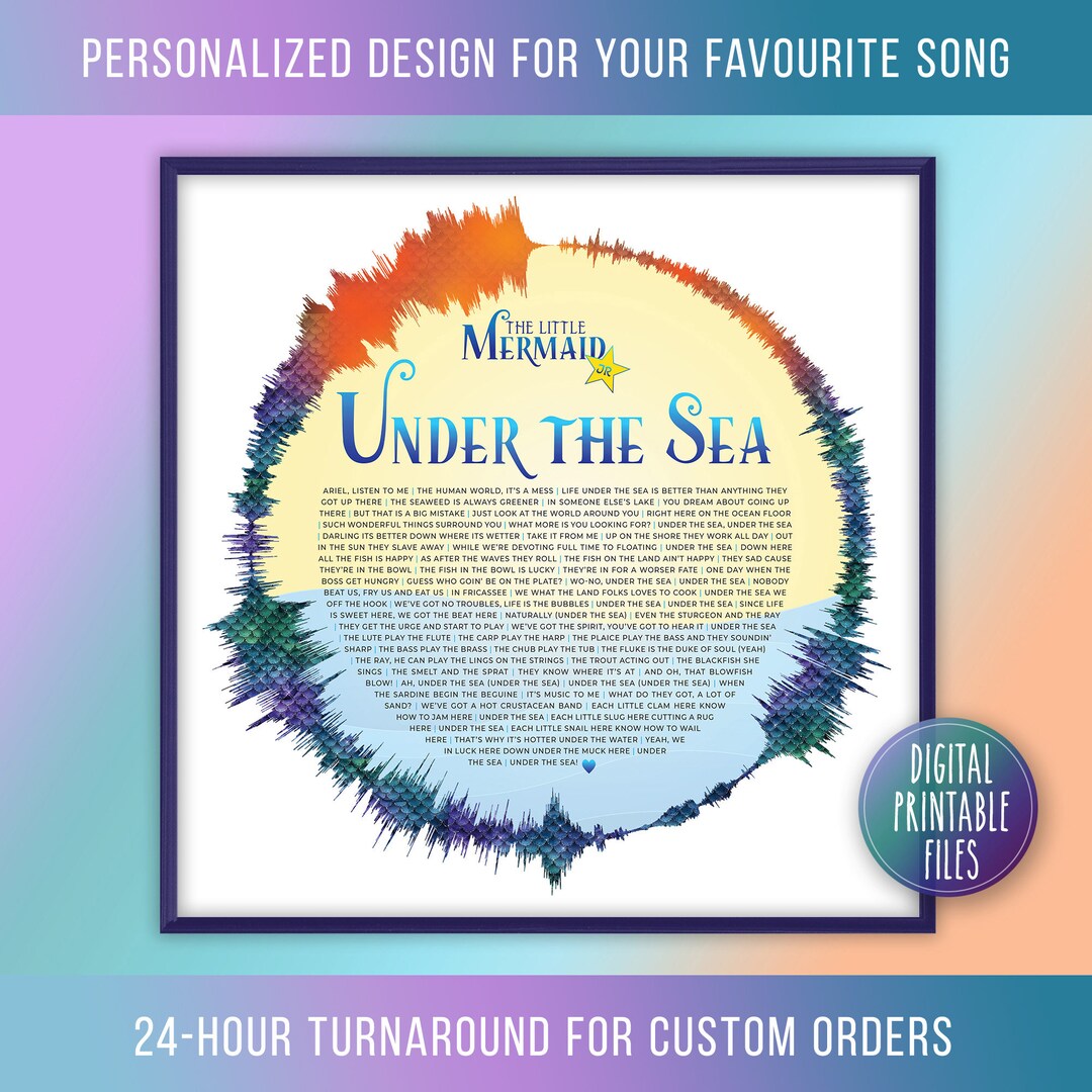 Under the Sea, Radial Sound Wave and Lyrics Art, Broadway Musical Show ...