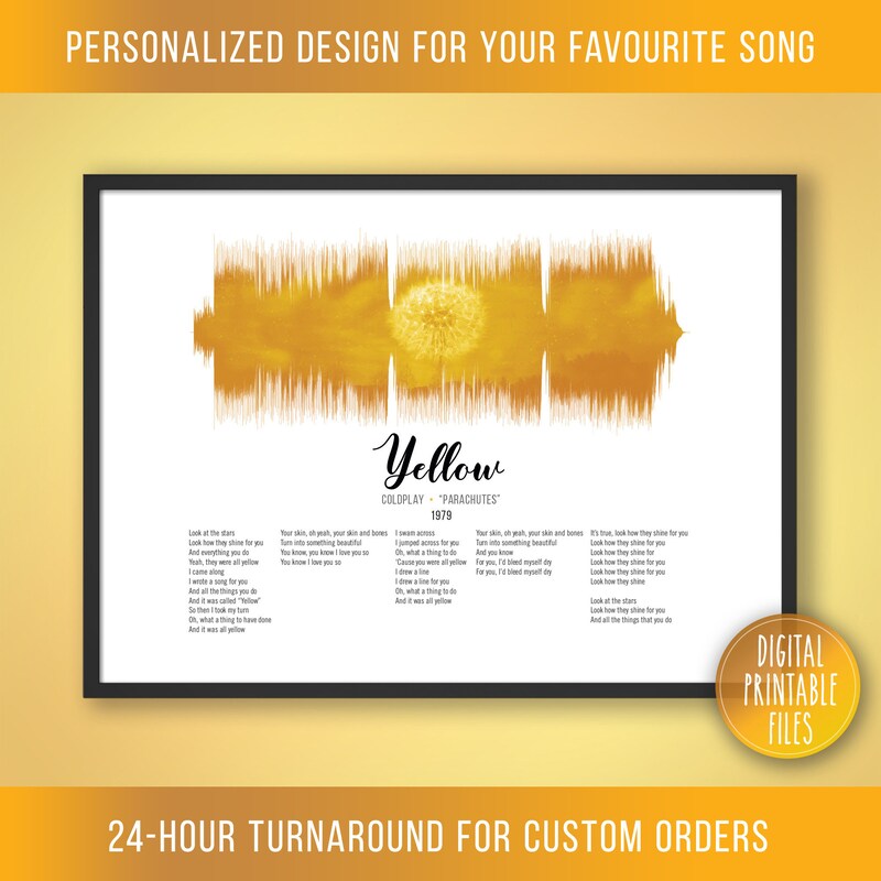 Yellow Lyrics - Etsy