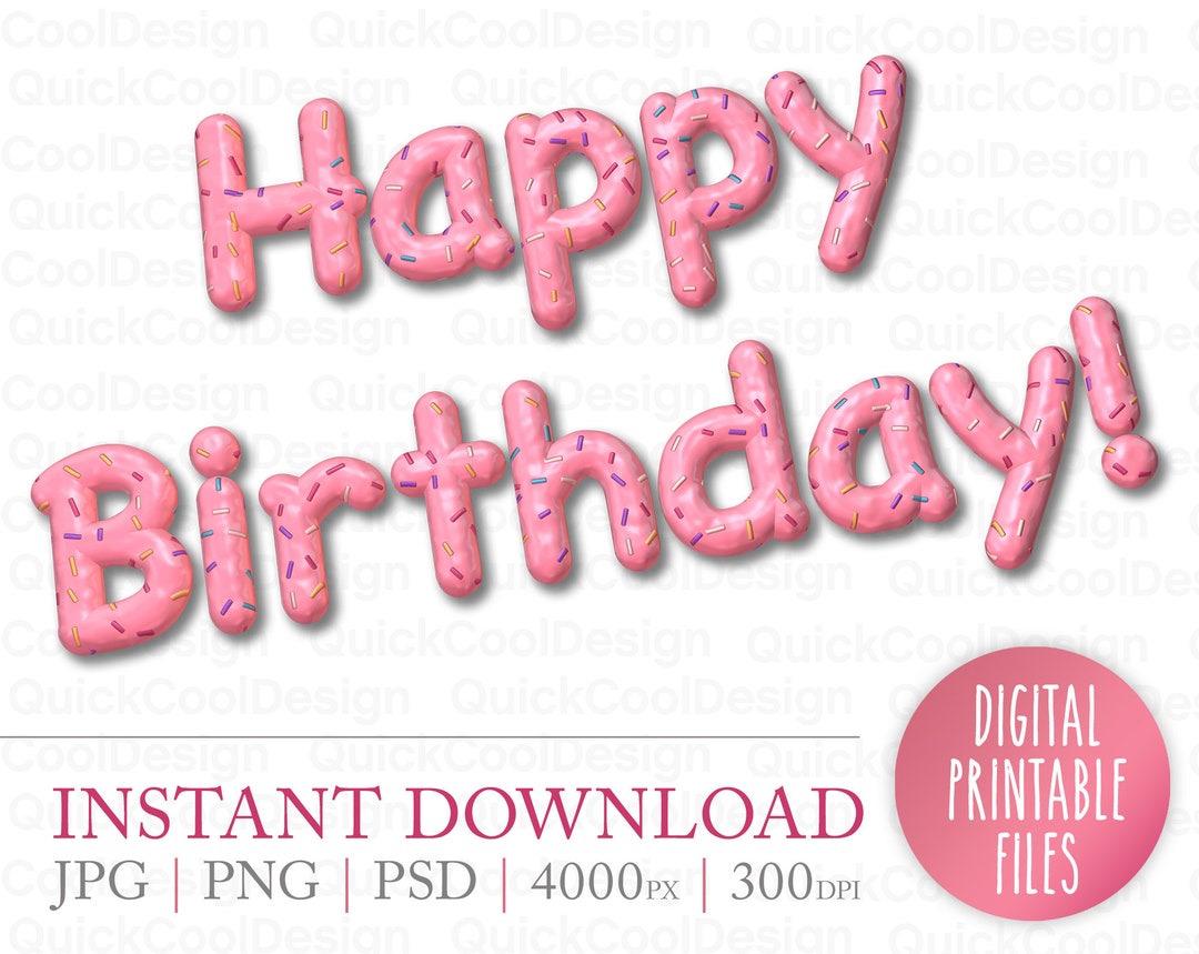 Happy Birthday Donut Candy Clip Art Design Files JPG PNG - Etsy