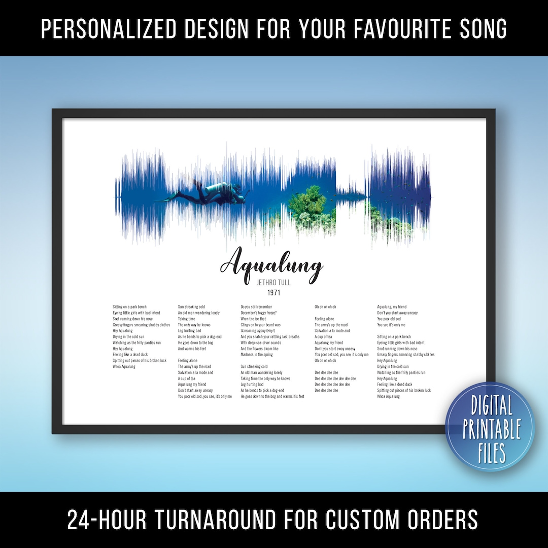 Aqualung Song Lyrics Sound Wave Art, Personalized Music Print (digital ...
