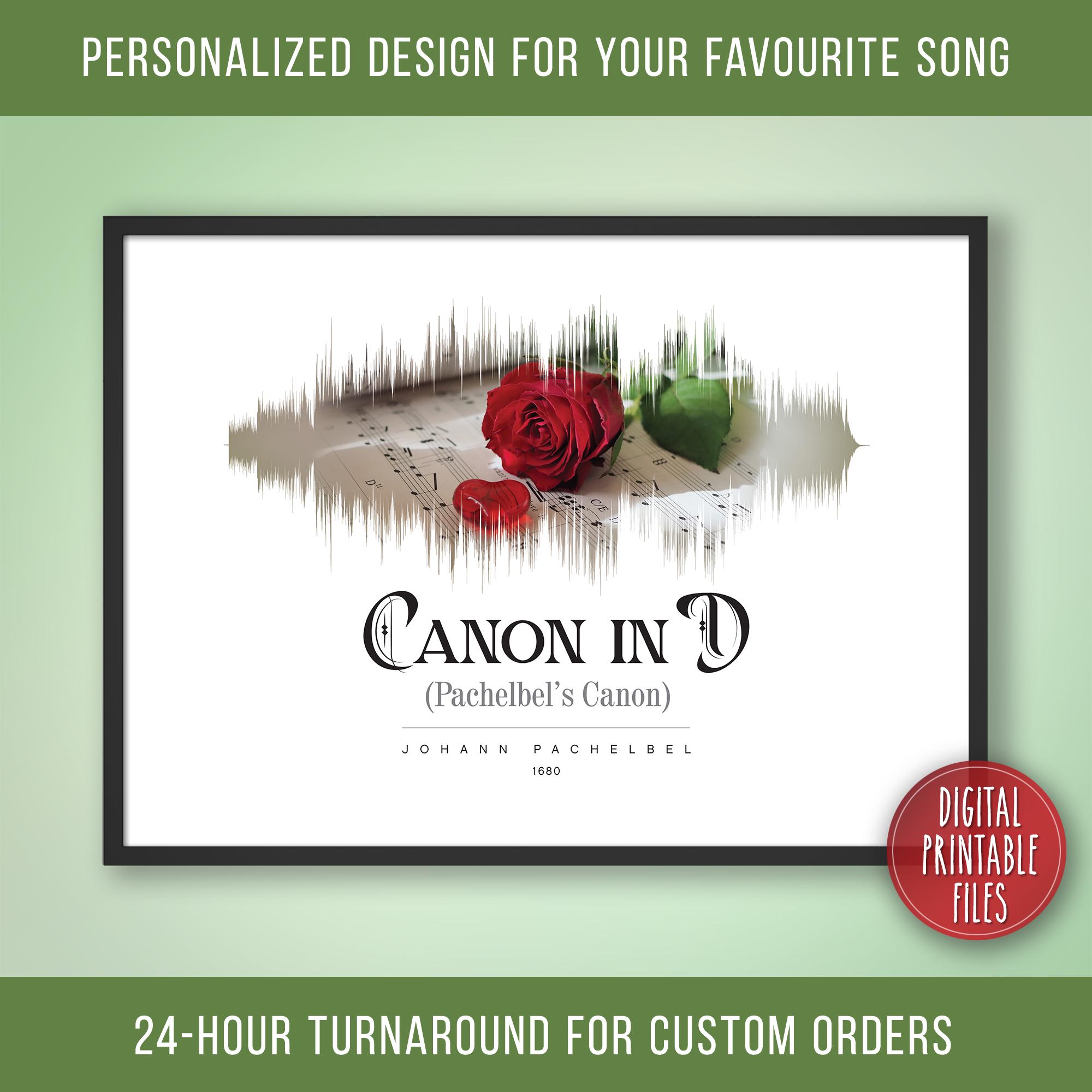 Canon in D, Pachelbel’s Canon, Custom Sound Wave Art, Printable Digital ...