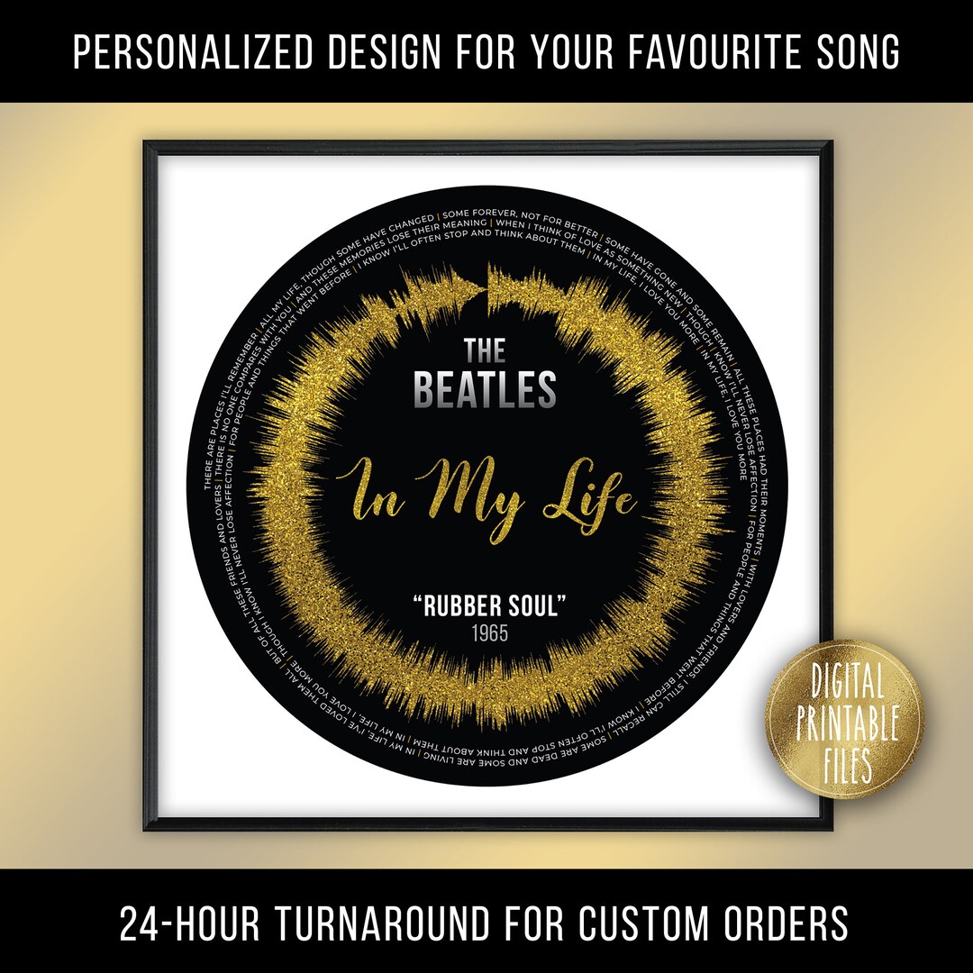 In My Life, Custom Radial Sound Wave and Lyrics Art, Printable Digital ...