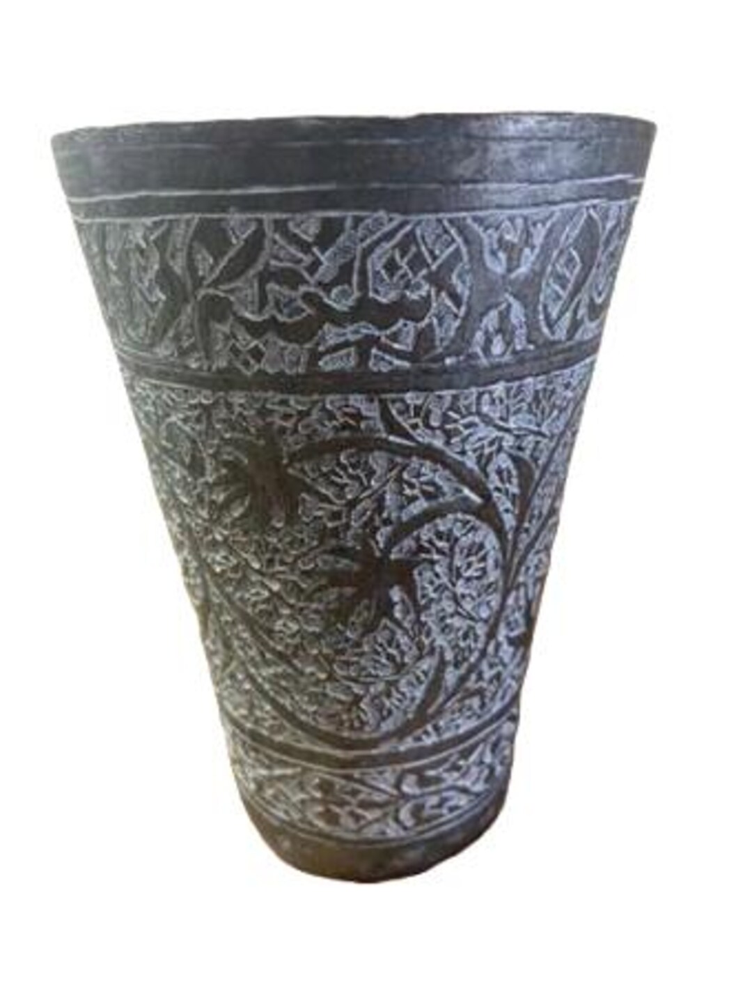 Antique Islamic Handmade Copper Big Goblet Floral and Calligraphy ...