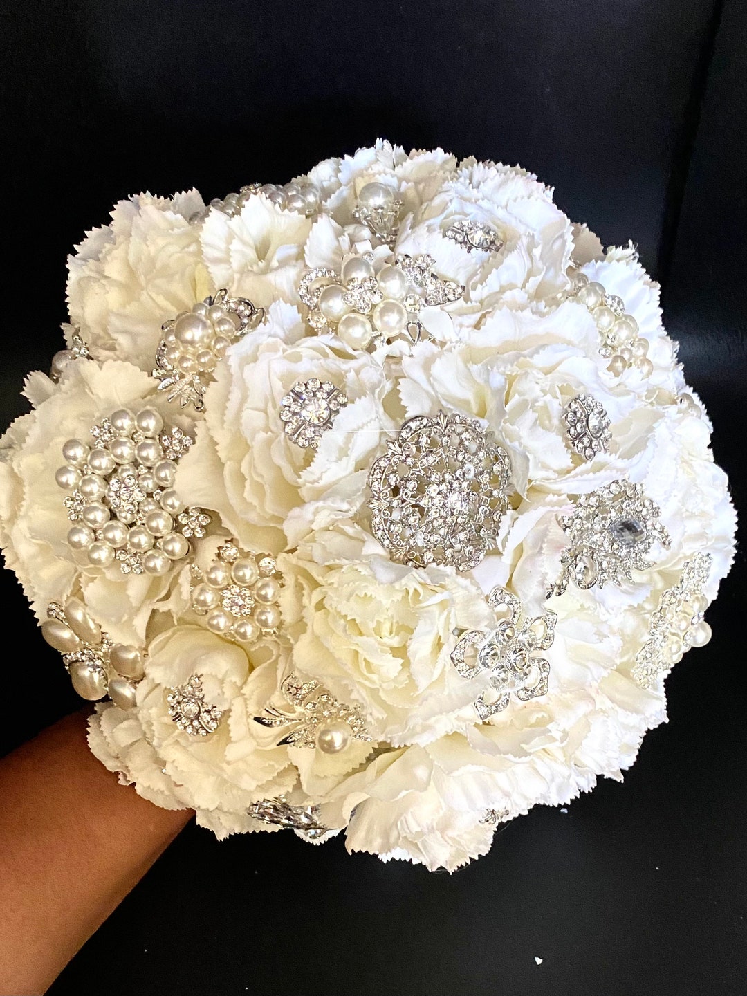 LOVE IS PURE. Elegant Real Touch Pure Ivory Carnation Bouquet With ...