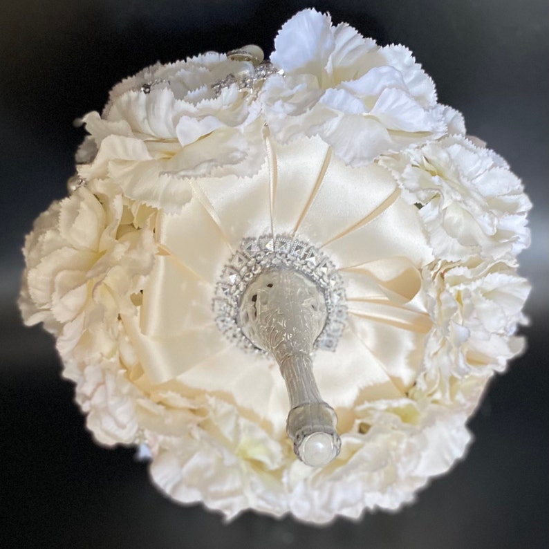 LOVE IS PURE. Elegant Real Touch Pure Ivory Carnation Bouquet With ...