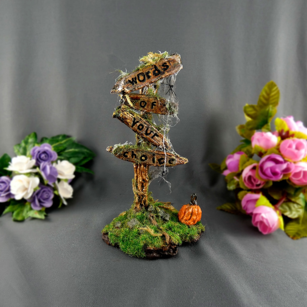 Miniature Sign Post - CUSTOMIZED 5"-6"" Tall Handmade -choose 4 Words ...