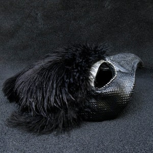 Feathered Black Bird Masquerade Mask With Glittery Beak 2 Styles to ...