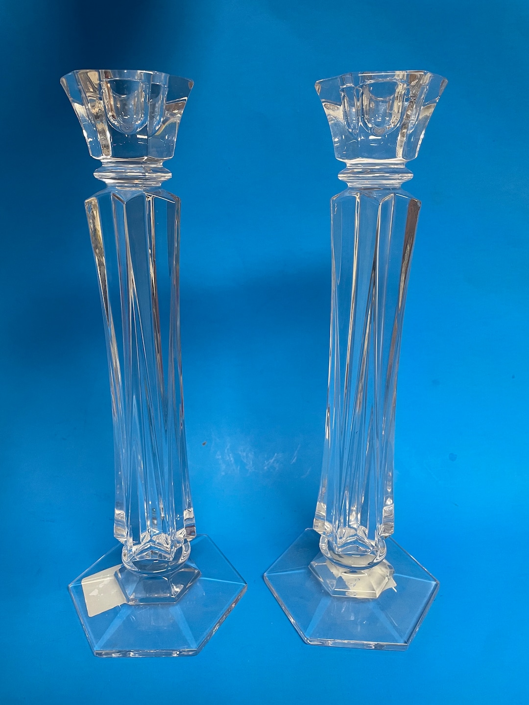 Tall, Heavy, Miller Rogaska Tango Collection Crystal Candlestick Pair ...
