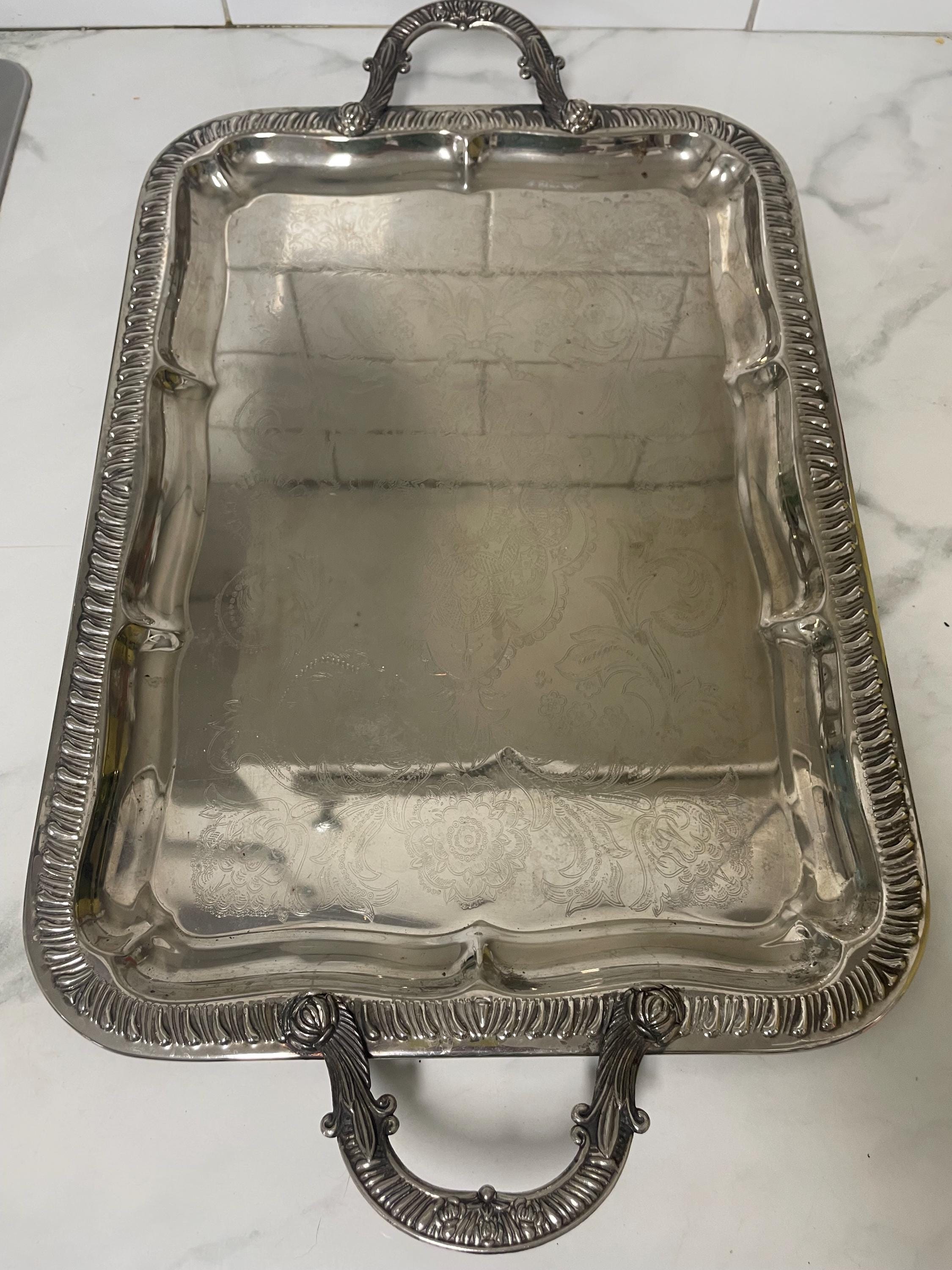 Golden Crown Serving Tray Silver Plated EP on Steel 1813 Hong Kong - Etsy