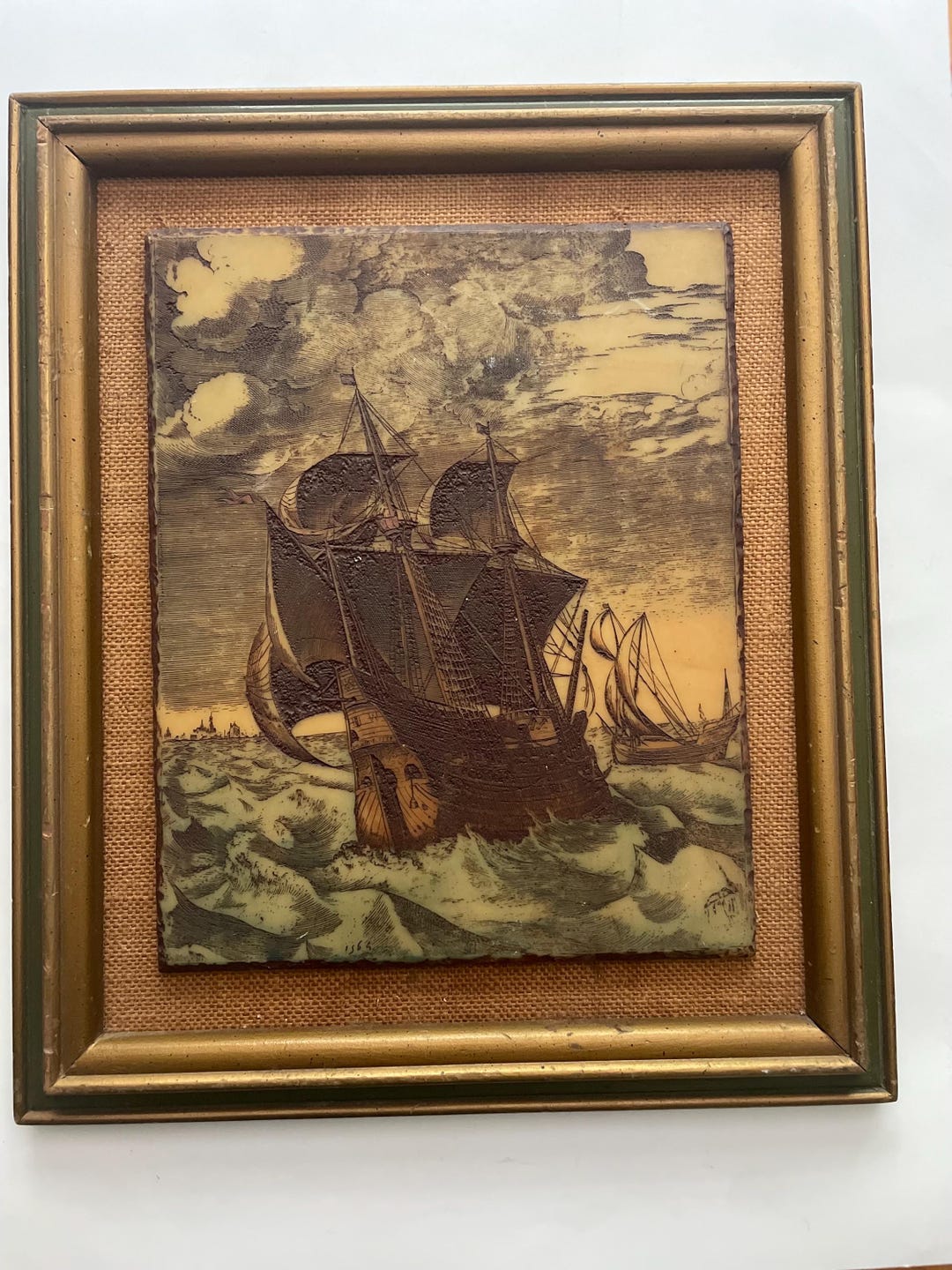 Vintage Artini Engraving Galleon Ships . Framed 20x17 - Etsy