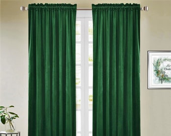 Velvet Hunter Green Curtain - Etsy