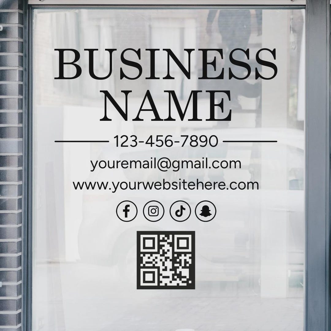 Custom Business Window Decals Storefront Vinyl Logo Wall Graphics Hours ...